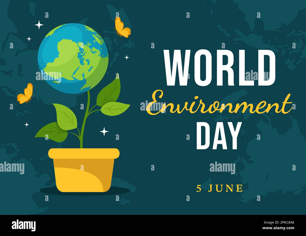 World Environment Day Illustration with Green Tree and Animals in ...