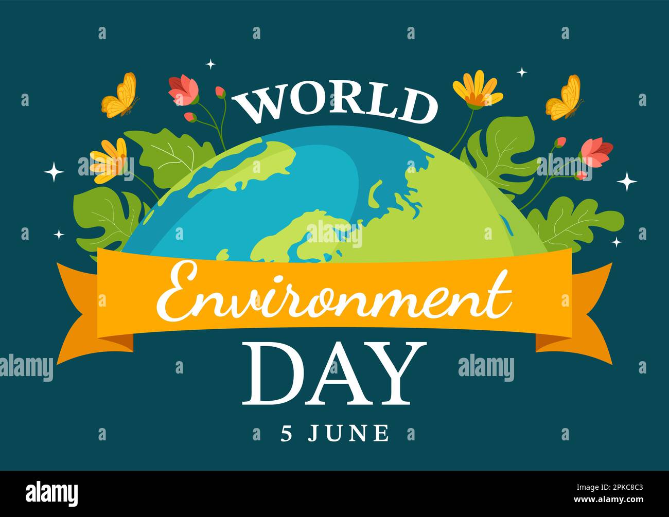 World Environment Day Illustration with Green Tree and Animals in ...