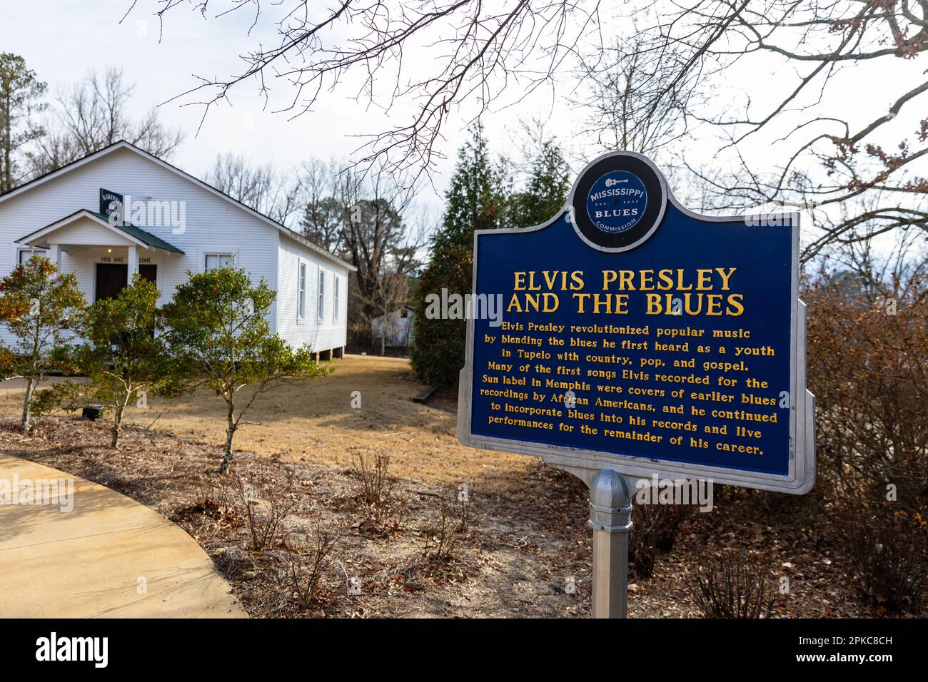 Tupelo, MS - January 2023: Elvis Presley Blues marker near the his ...