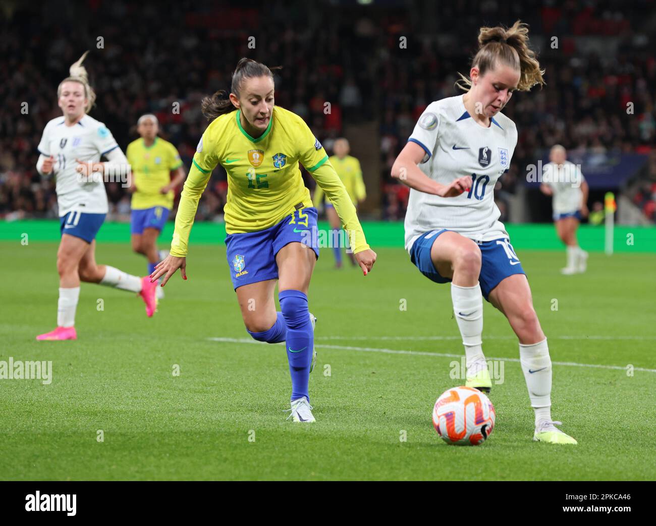 L-R Luana of Brazil Women and Ella Toone (Manchester United)of England ...