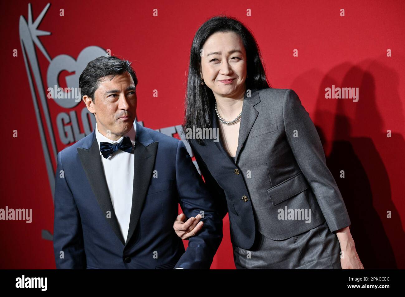 Min Jin Lee, right, and husband Christopher Duffy attendsthe GQ Global Creativity Awards at the ...