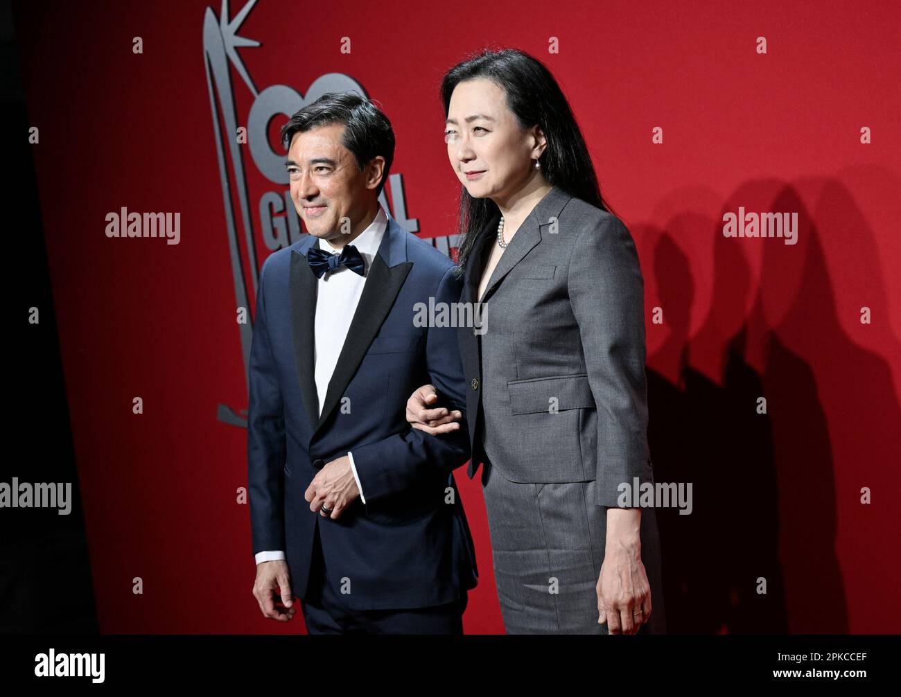 Min Jin Lee, right, and husband Christopher Duffy attendsthe GQ Global Creativity Awards at the ...