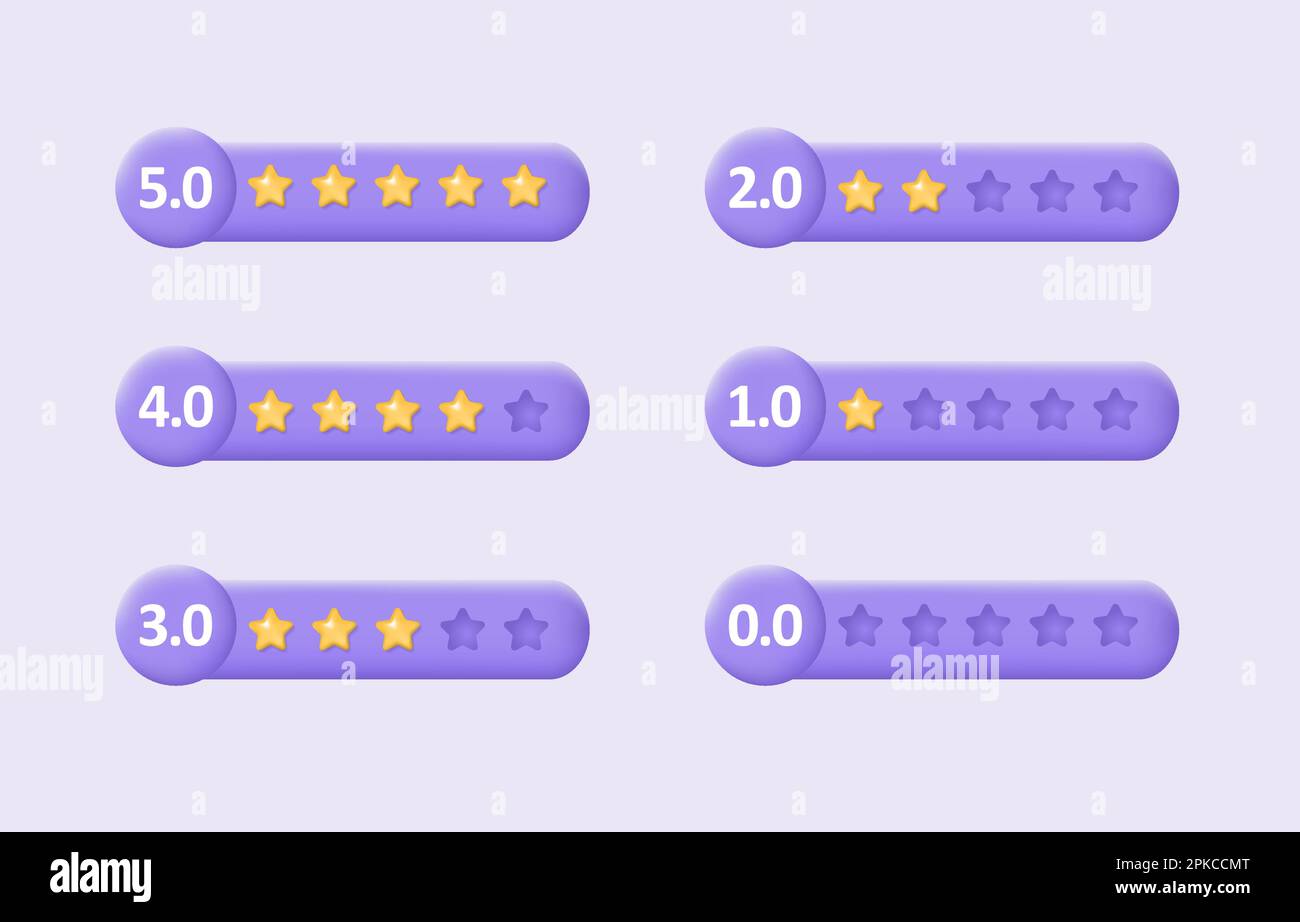 3d customer review. Feedback from clients concept. Set of low and high ...