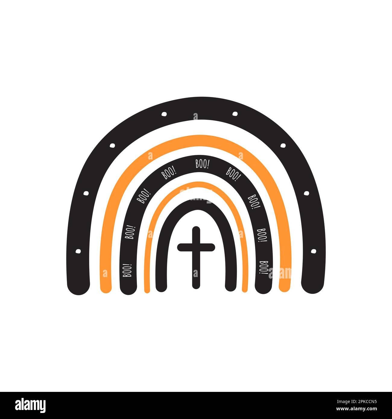 Halloween rainbow with cross. Cute hand drawn icon for celebrating ...