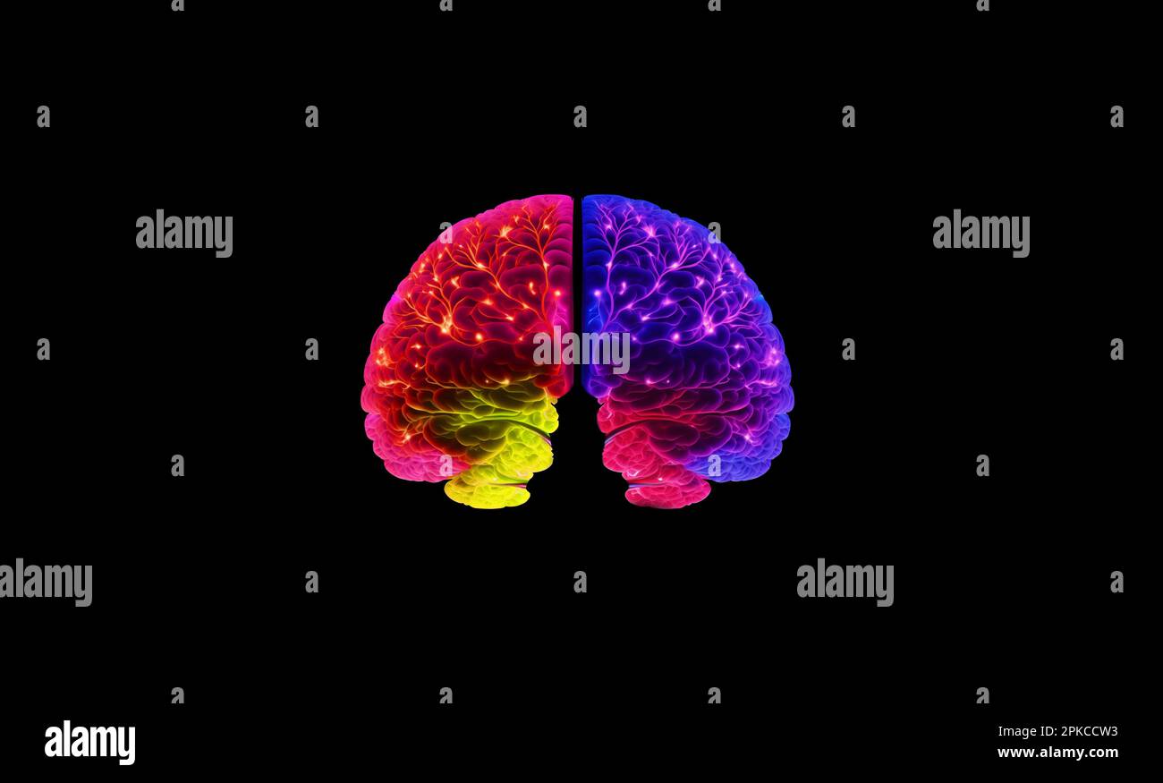 two-part Human Brain trees yellow isolated illustration concept art ...
