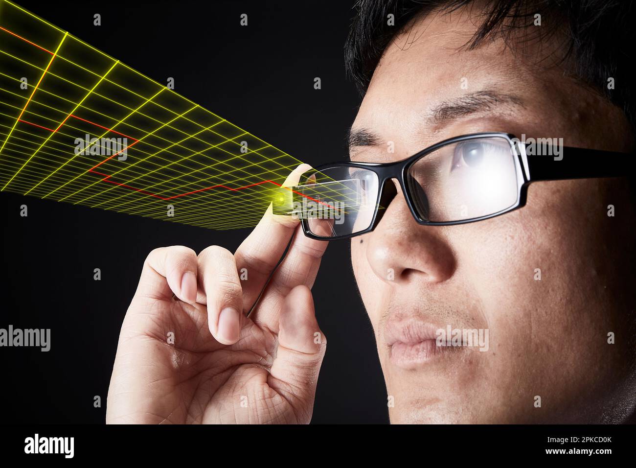 Man wearing Smart Glasses Stock Photo - Alamy