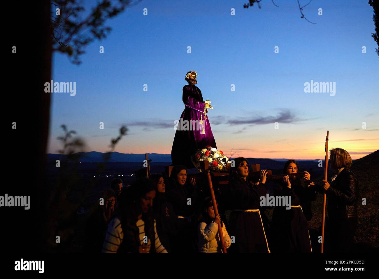 Recreation of Jesus Christ carried by members of the brotherhood. The ...