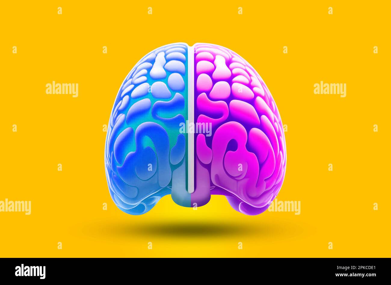 two-part Human Brain trees yellow isolated illustration concept art ...