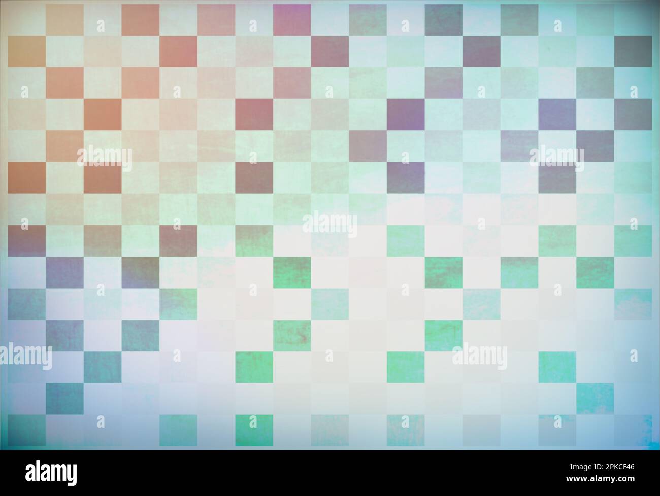 shades of blue and orange colors in squares abstract background. Old ...