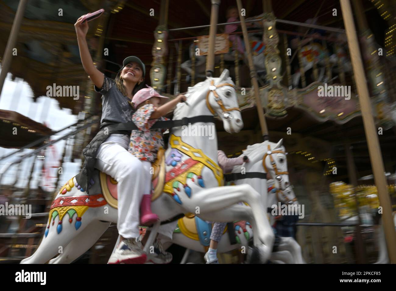 Patrons enjoy the carnival rides at the Sydney Royal Easter Show on ...