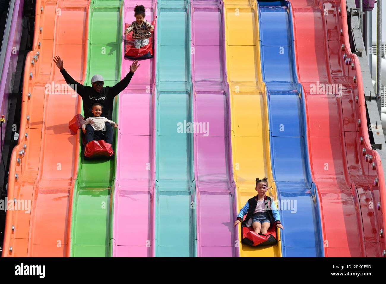 Patrons enjoy the carnival rides at the Sydney Royal Easter Show on ...