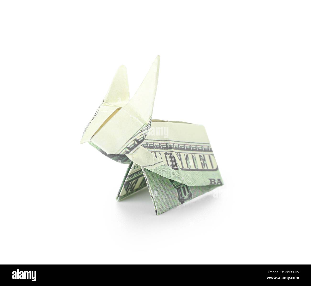 Origami rabbit made of dollar banknotes on white background Stock Photo ...