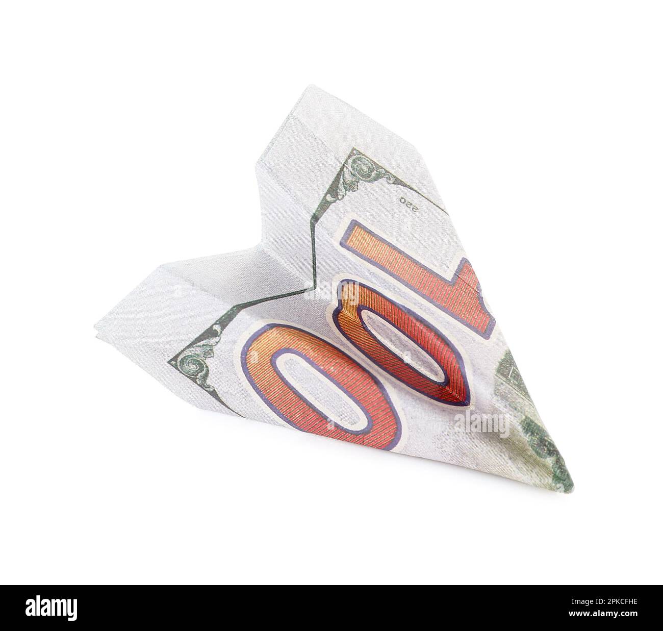 Origami plane made of dollar banknote on white background Stock Photo ...