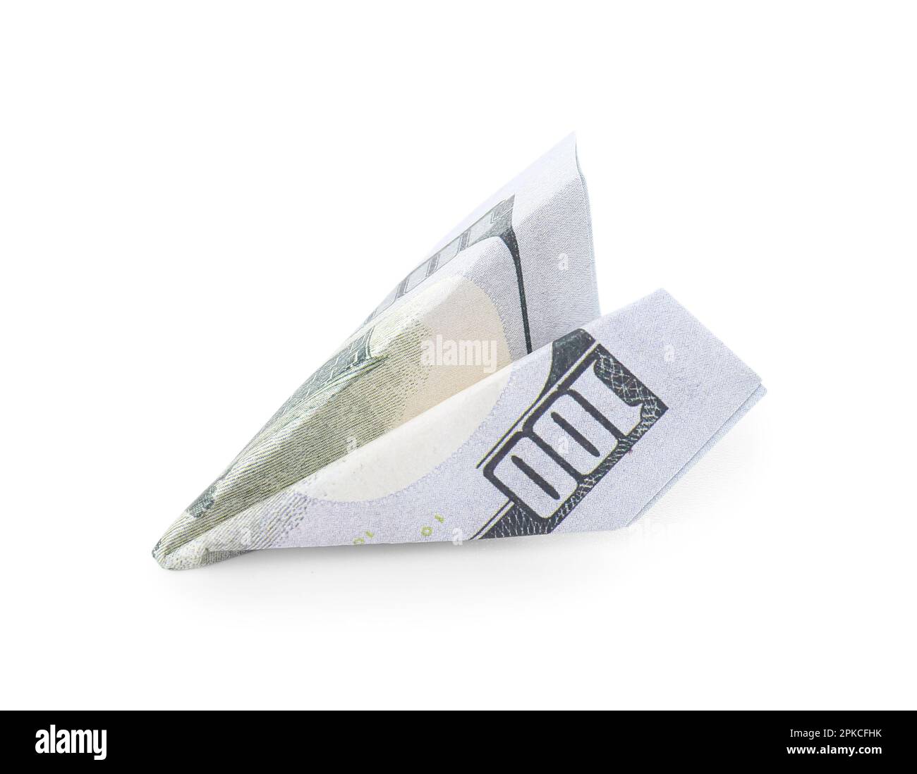 Origami plane made of dollar banknote on white background Stock Photo ...