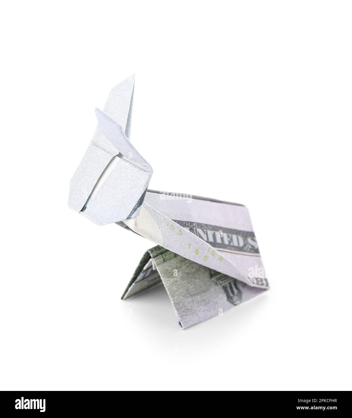 Origami rabbit made of dollar banknotes on white background Stock Photo ...