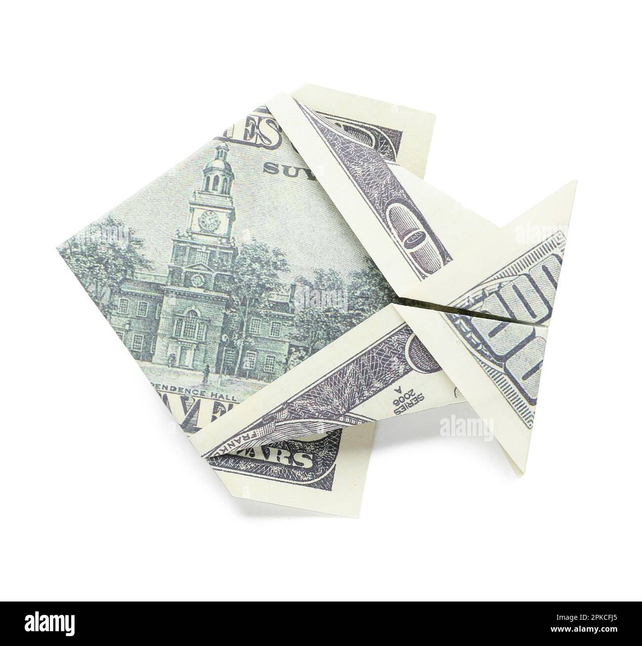 Origami fish made of dollar banknotes on white background Stock Photo ...