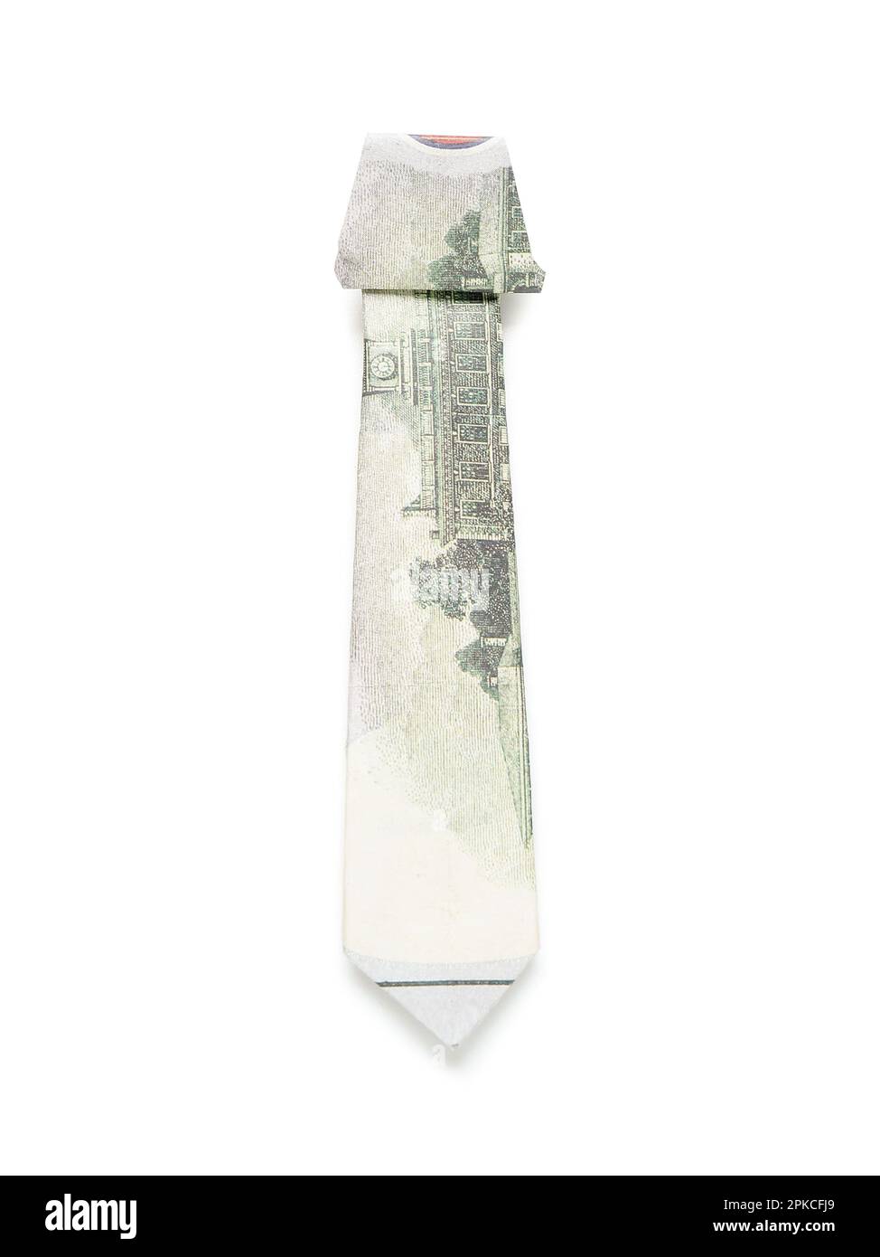Origami necktie made of dollar banknote on white background Stock Photo ...