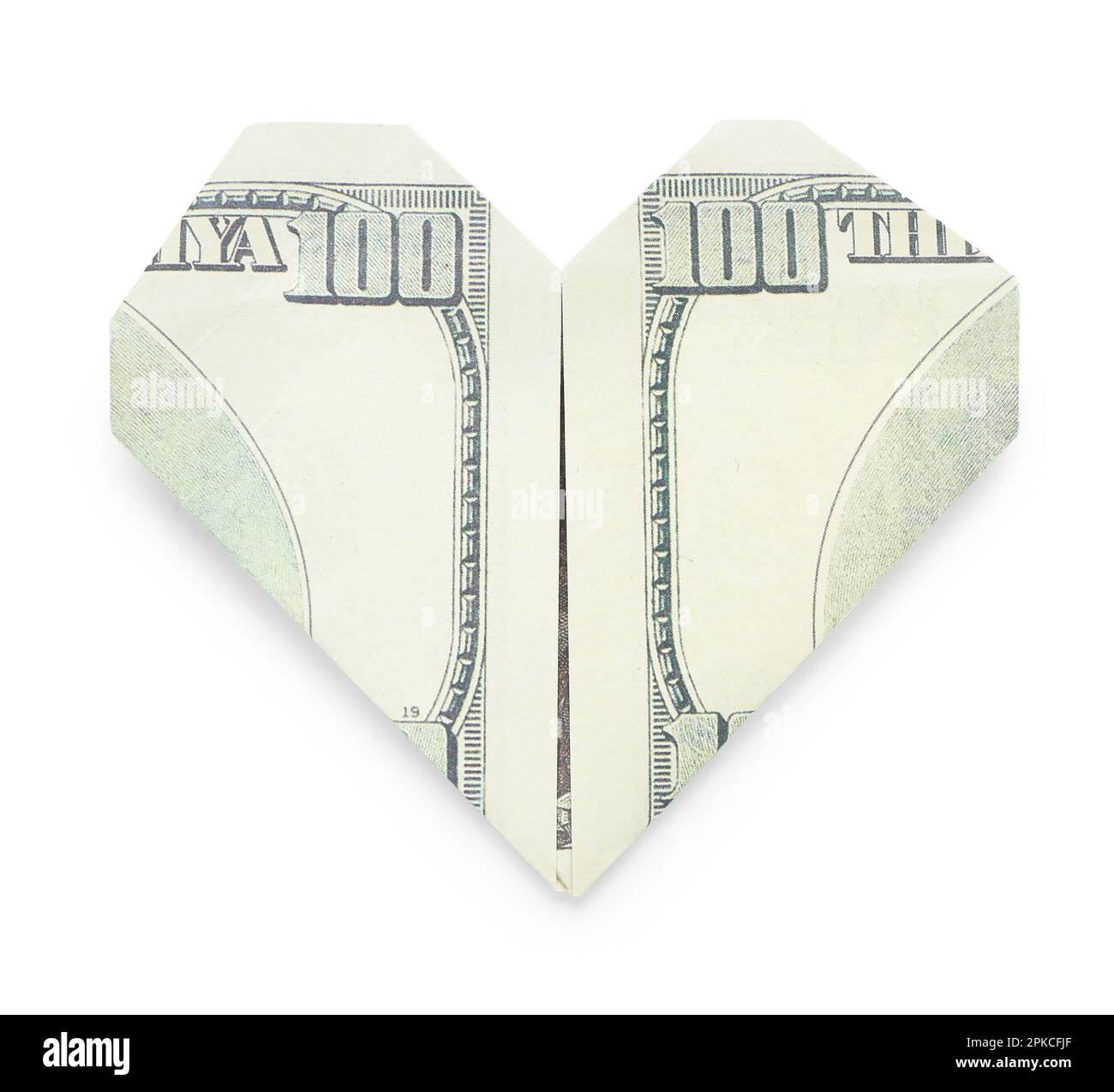 Origami heart made of dollar banknote on white background Stock Photo ...