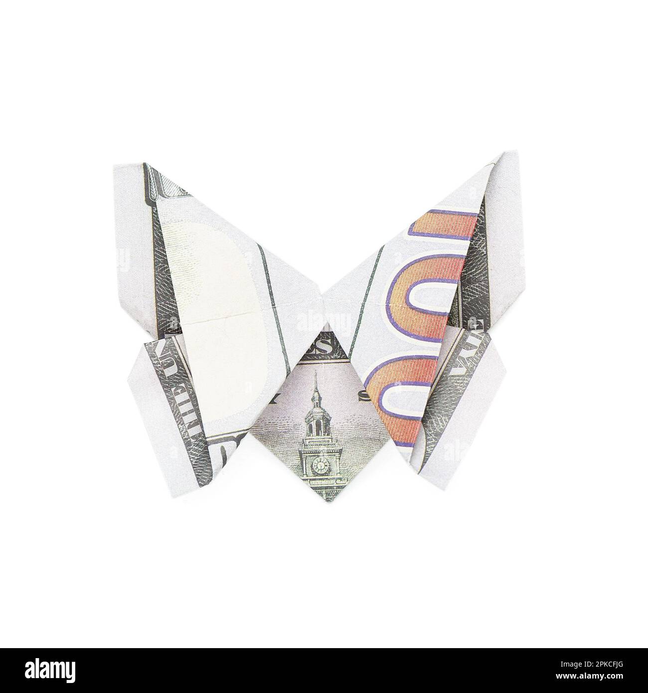 Origami butterfly made of dollar banknotes on white background Stock ...