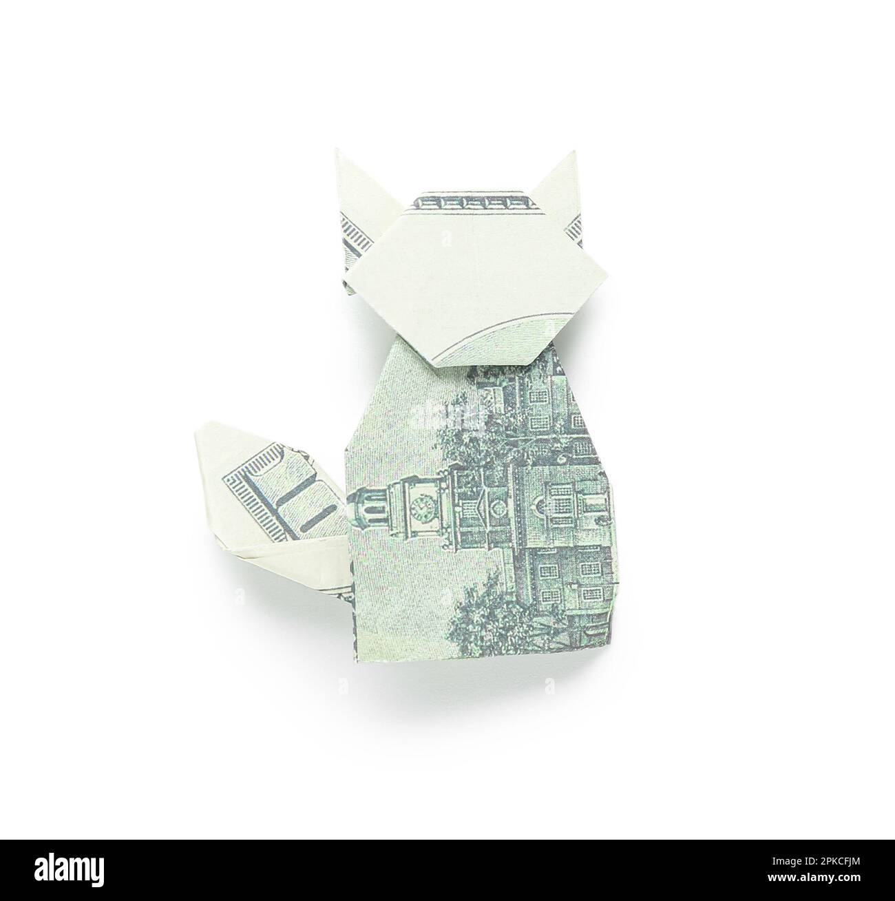 Origami cat made of dollar banknotes on white background Stock Photo ...