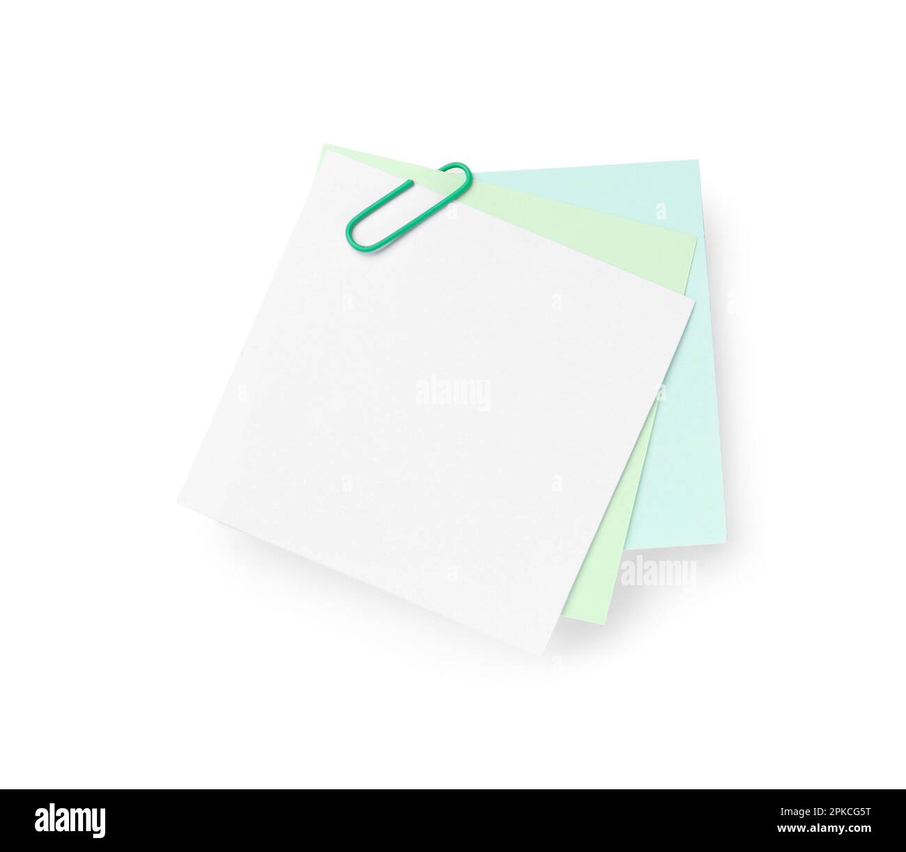 Sticky notes with paper clip on white background Stock Photo - Alamy