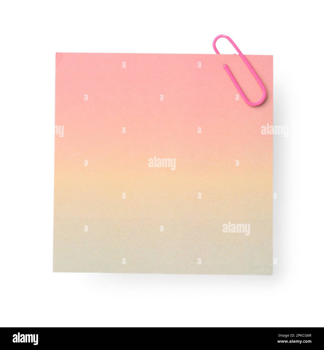 Gradient sticky note with paper clip on white background Stock Photo ...