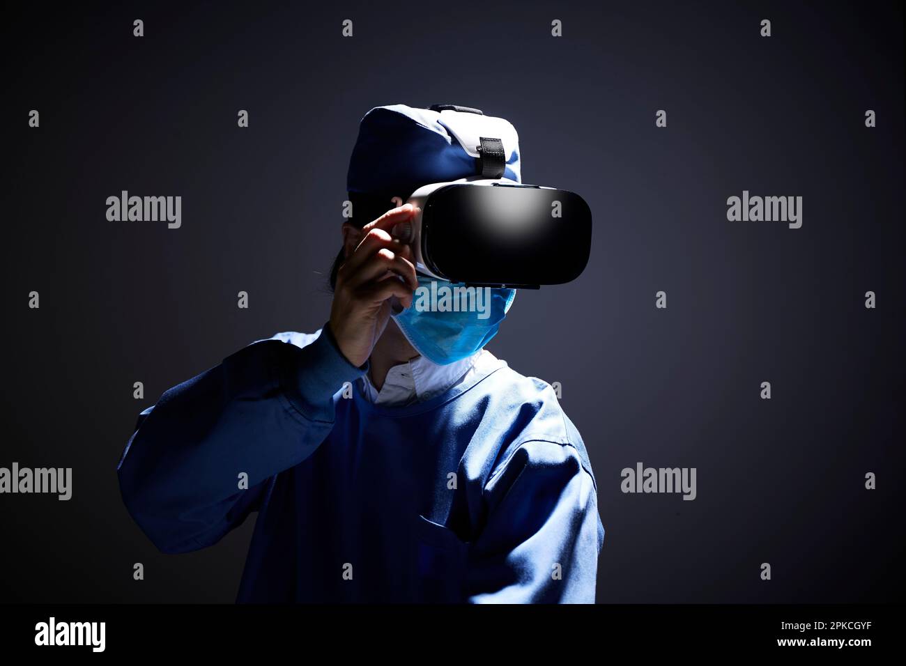 Male doctor wearing VR goggles Stock Photo - Alamy