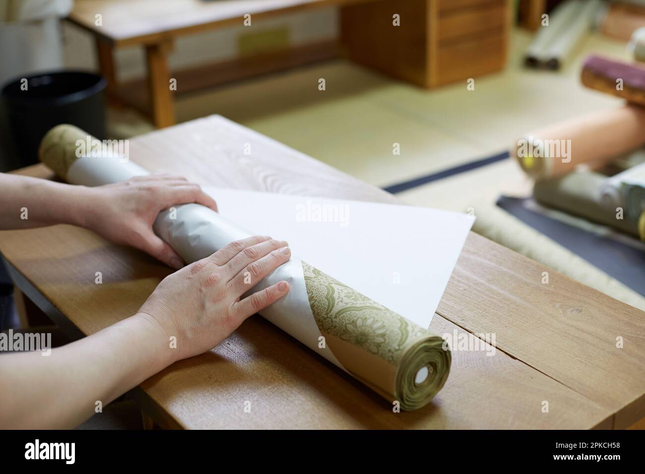 Nishijin weaving machine and craftsman's hand Stock Photo - Alamy