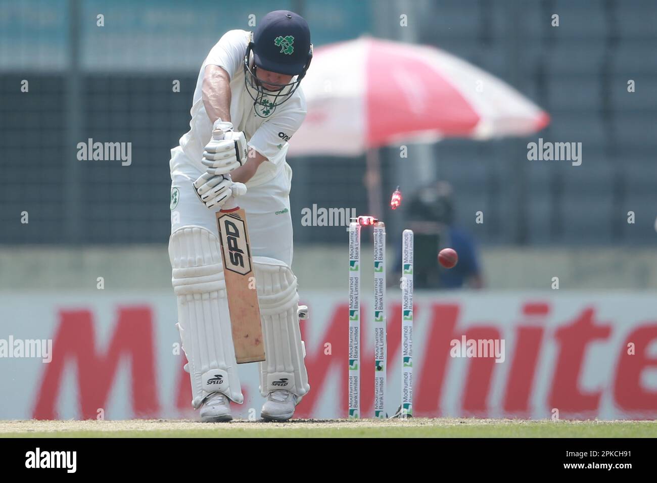 Andrew McBrine bold Ebadot Hossain (Unseen) during the fourth day of ...