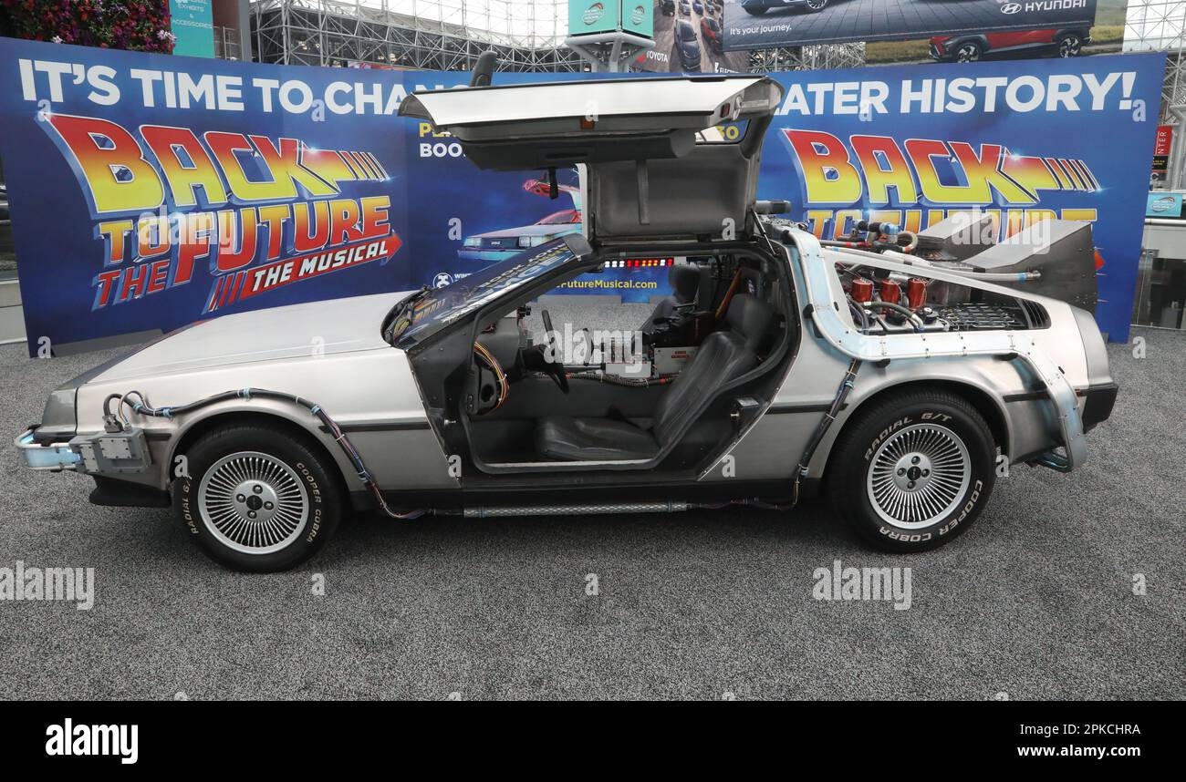 April 6 2023 New York City New York Usa Dnc Delorean On Display To
