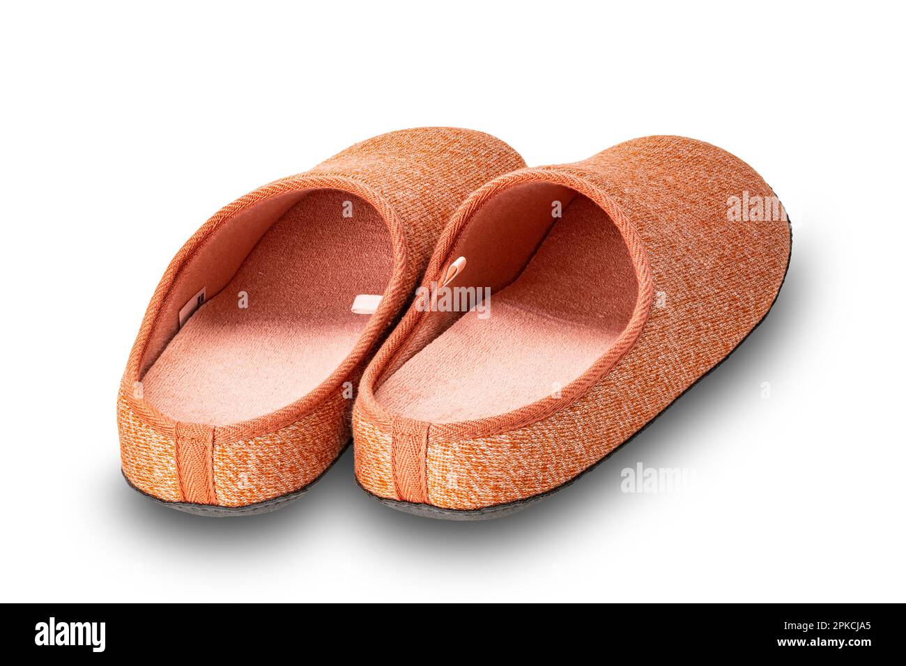 Pair of soft warm home slippers isolated on white background with ...