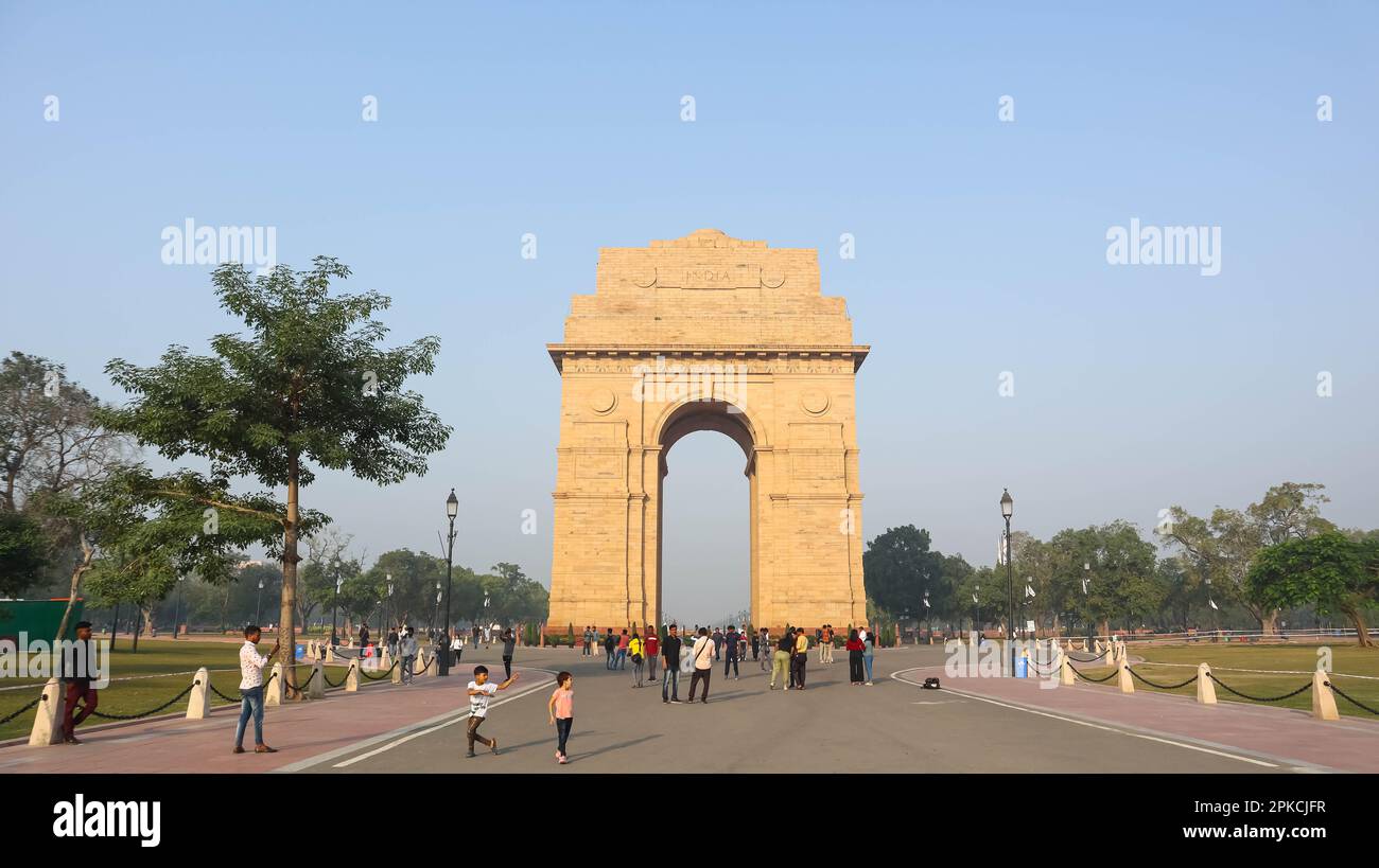 View of India Gate with Blue Sky in Background, New Delhi, India Stock ...