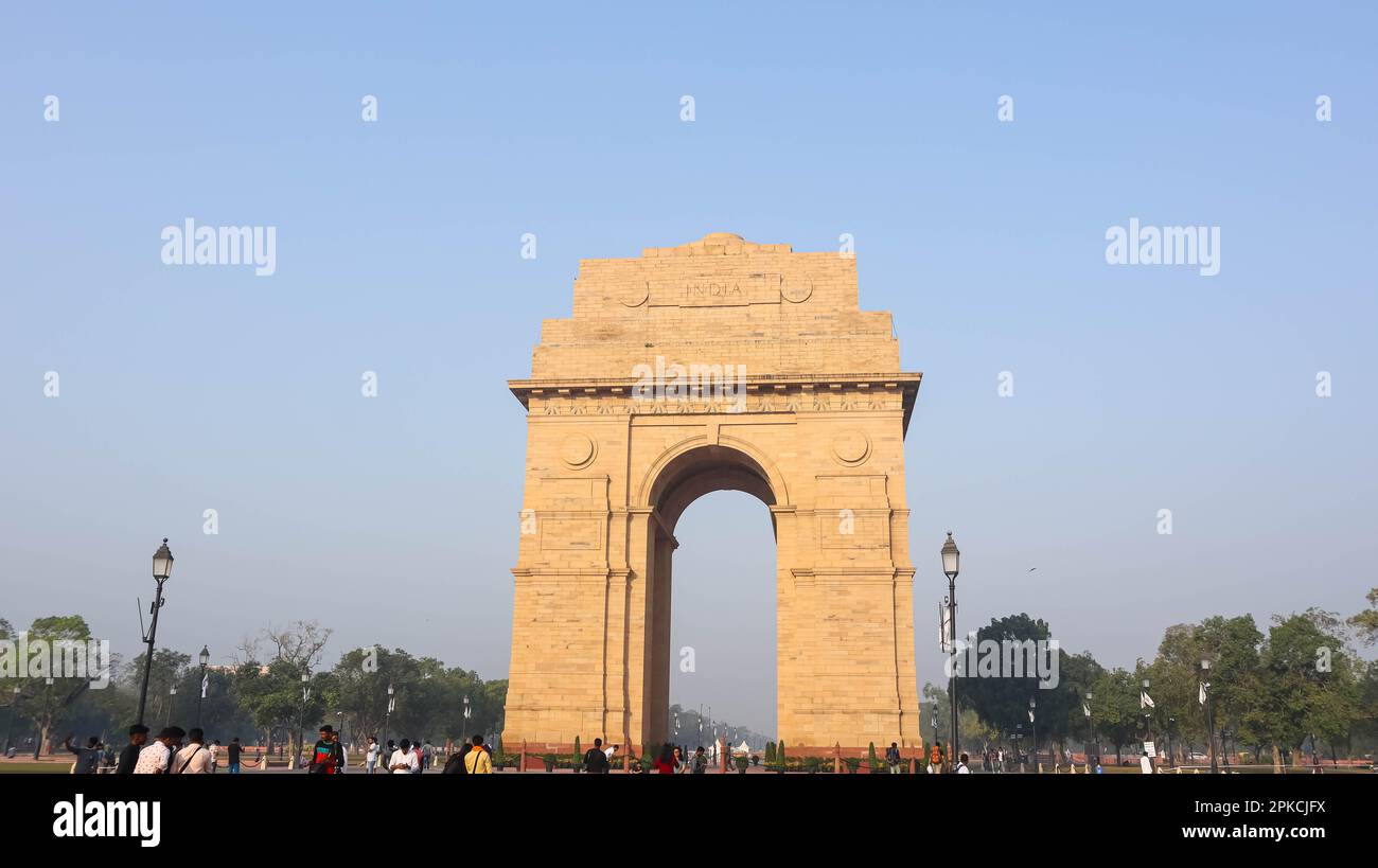 View of India Gate with Blue Sky in Background, New Delhi, India Stock ...