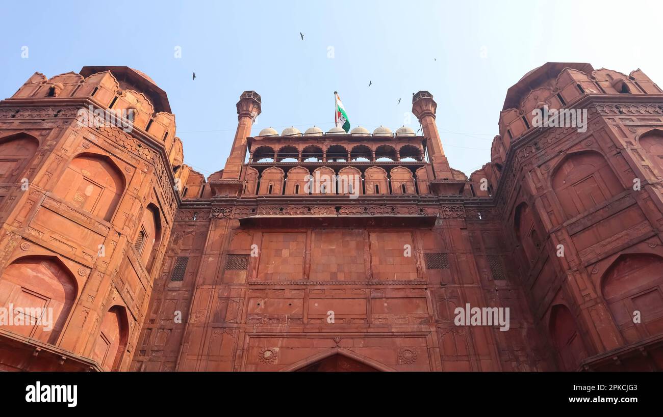 Beautiful View of Red Fort, old Delhi, Lal Qila, Fort Built by Mughal ...