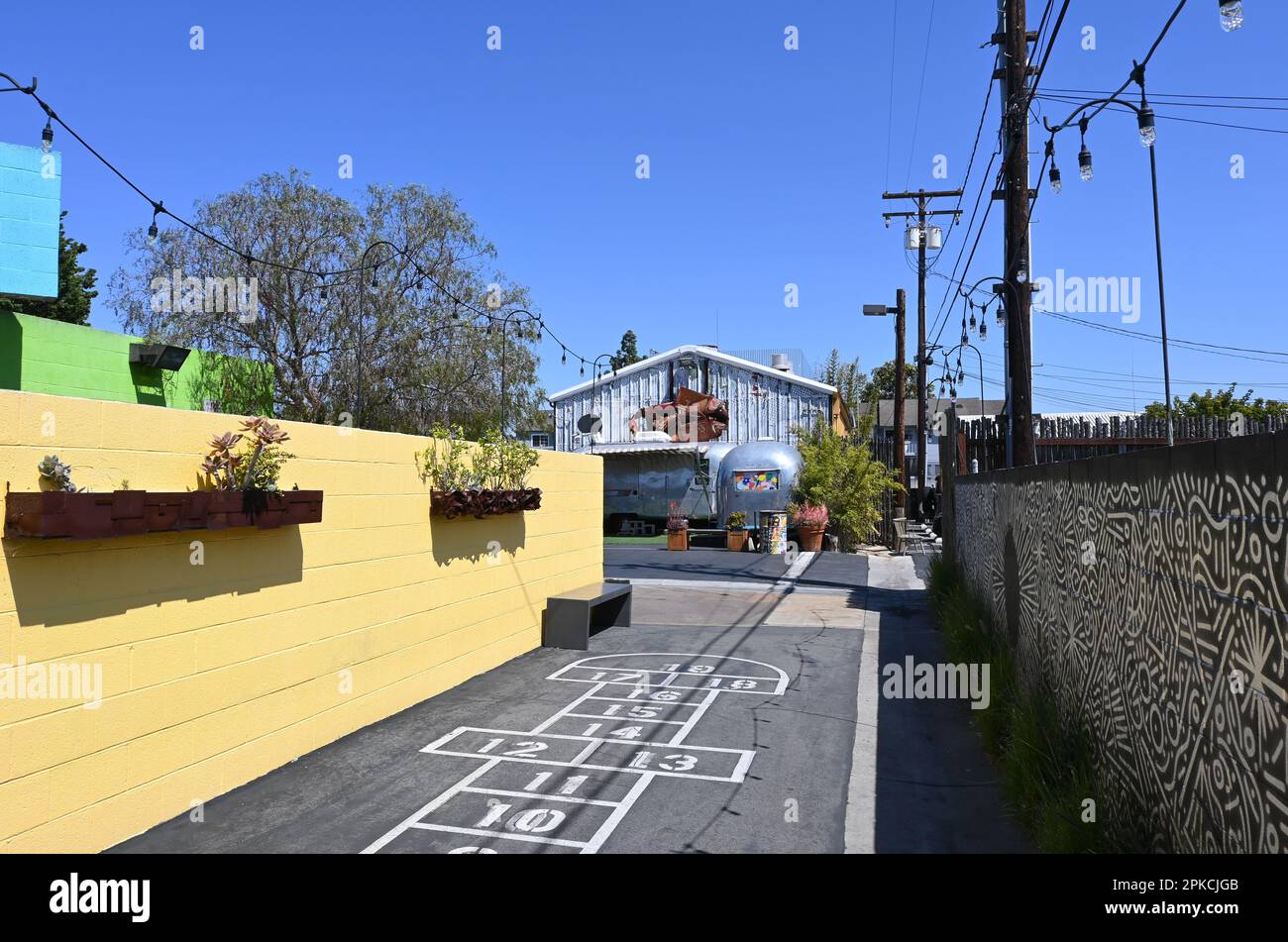 COSTA MESA, CALIFORNIA - 4 APR 2023: Hopscotch and shops in The LAB ...