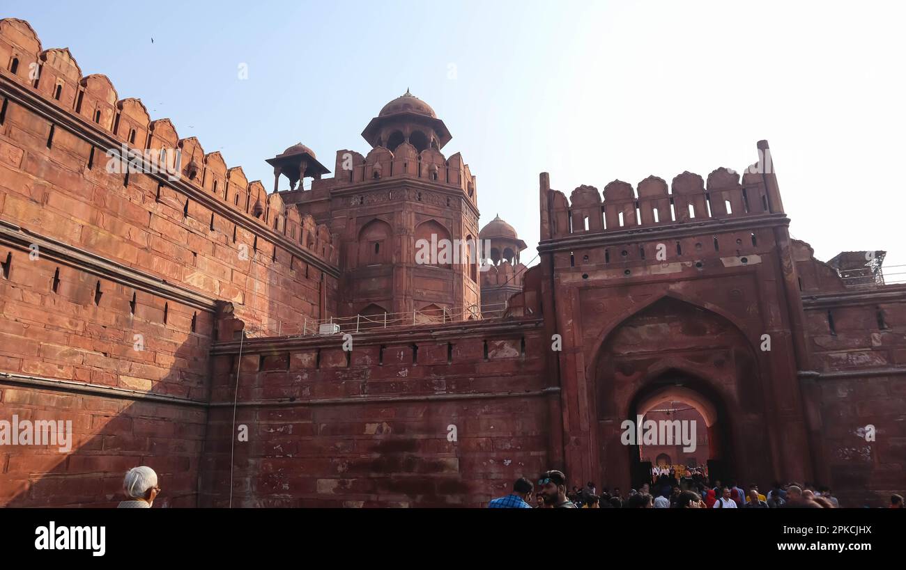 Beautiful View of Red Fort, old Delhi, Lal Qila, Fort Built by Mughal ...