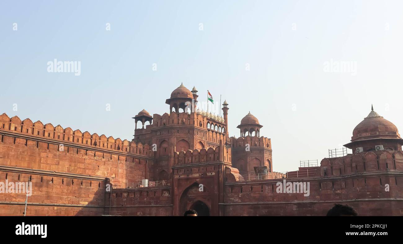 Beautiful View of Red Fort, old Delhi, Lal Qila, Fort Built by Mughal ...