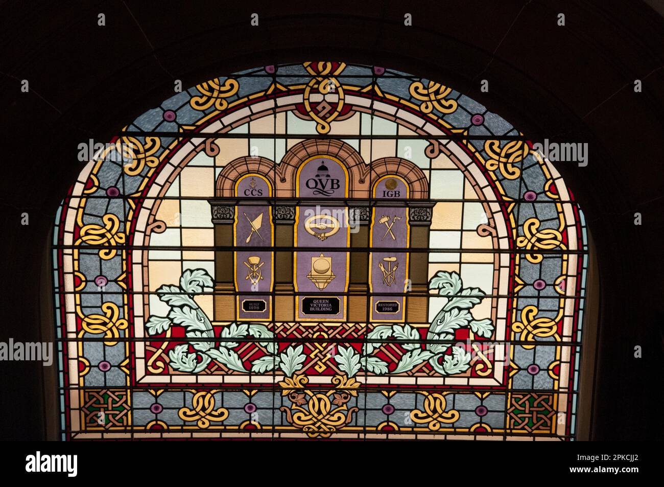 Leadlight window at the Queen Victoria Building, Sydney, New South ...
