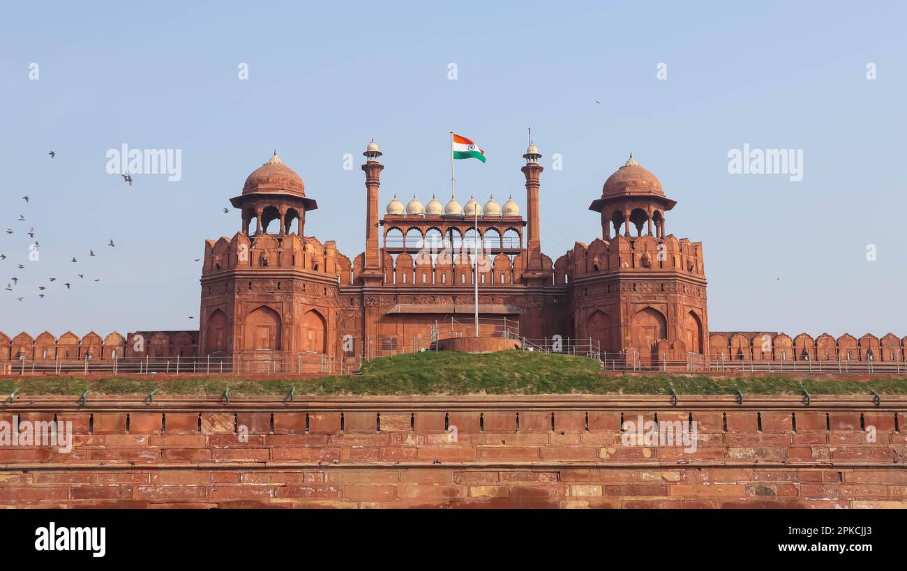 Beautiful View of Red Fort, old Delhi, Lal Qila, Fort Built by Mughal ...