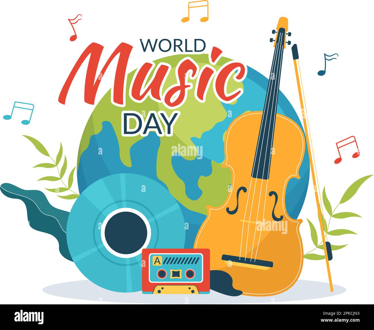 World Music Day Illustration with Various Musical Instruments and Notes ...