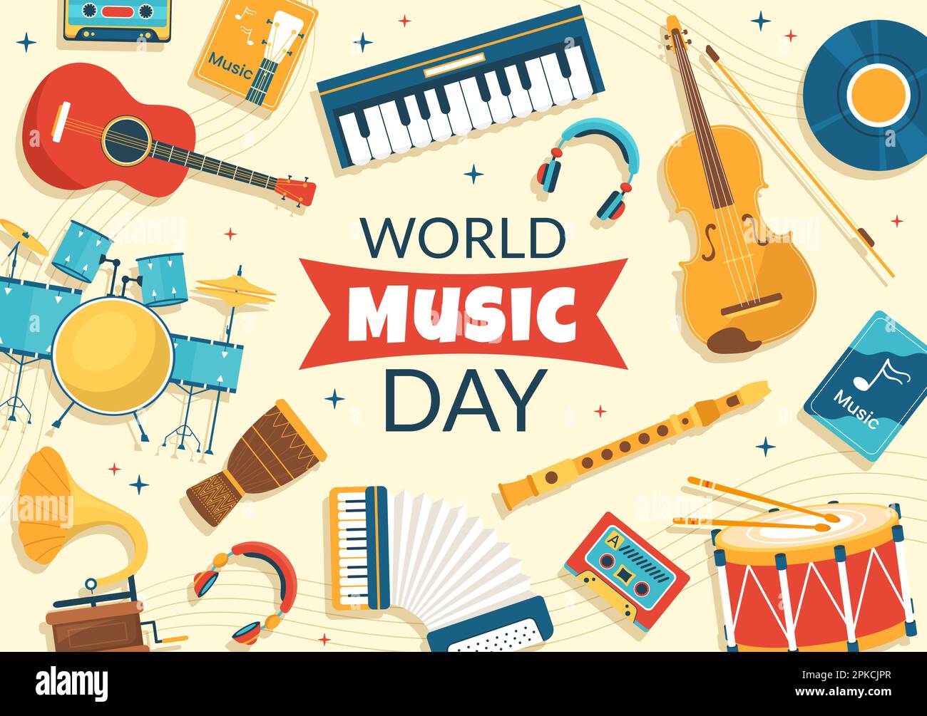 World Music Day Illustration with Various Musical Instruments and Notes ...