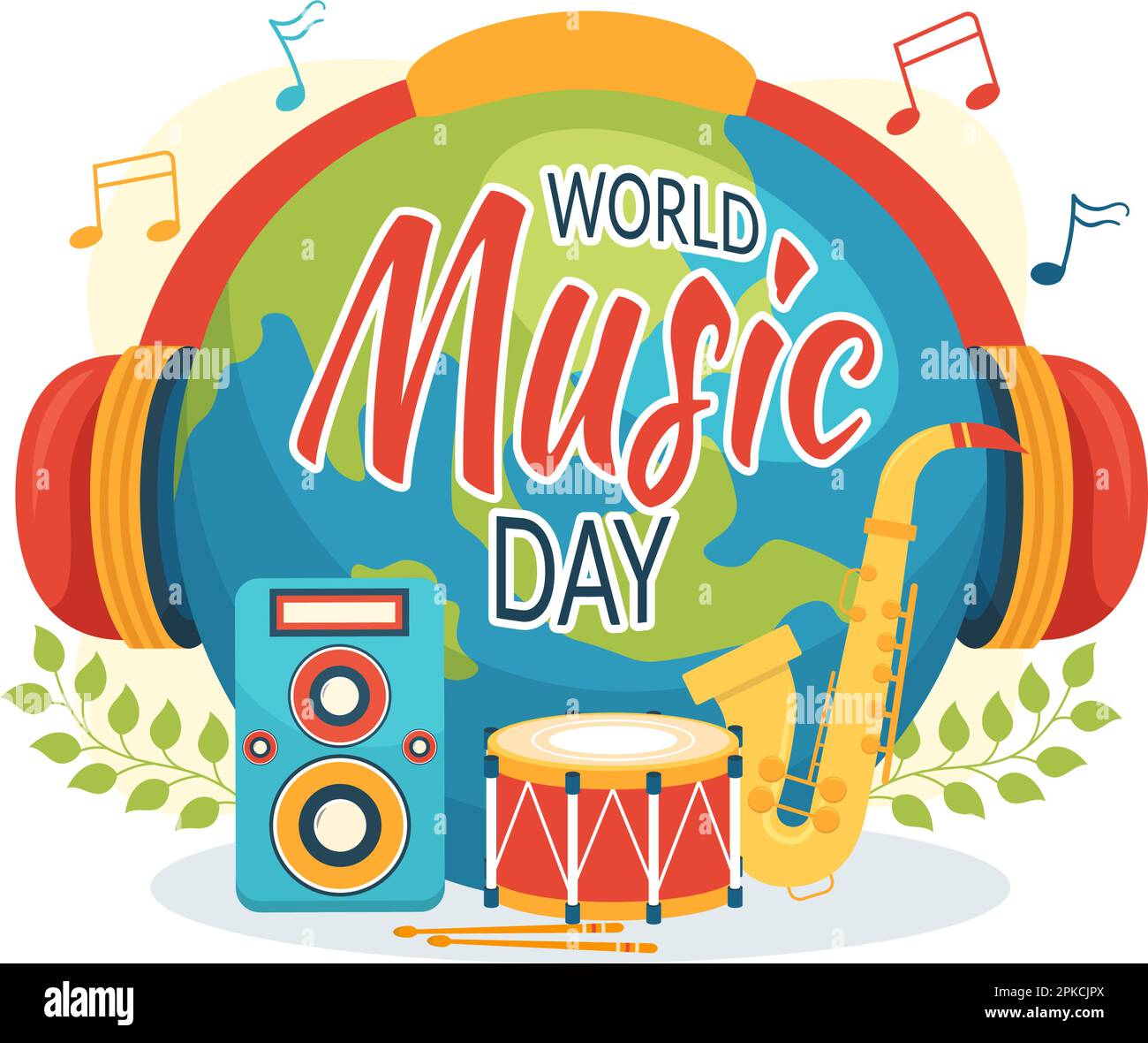 World Music Day Illustration with Various Musical Instruments and Notes ...