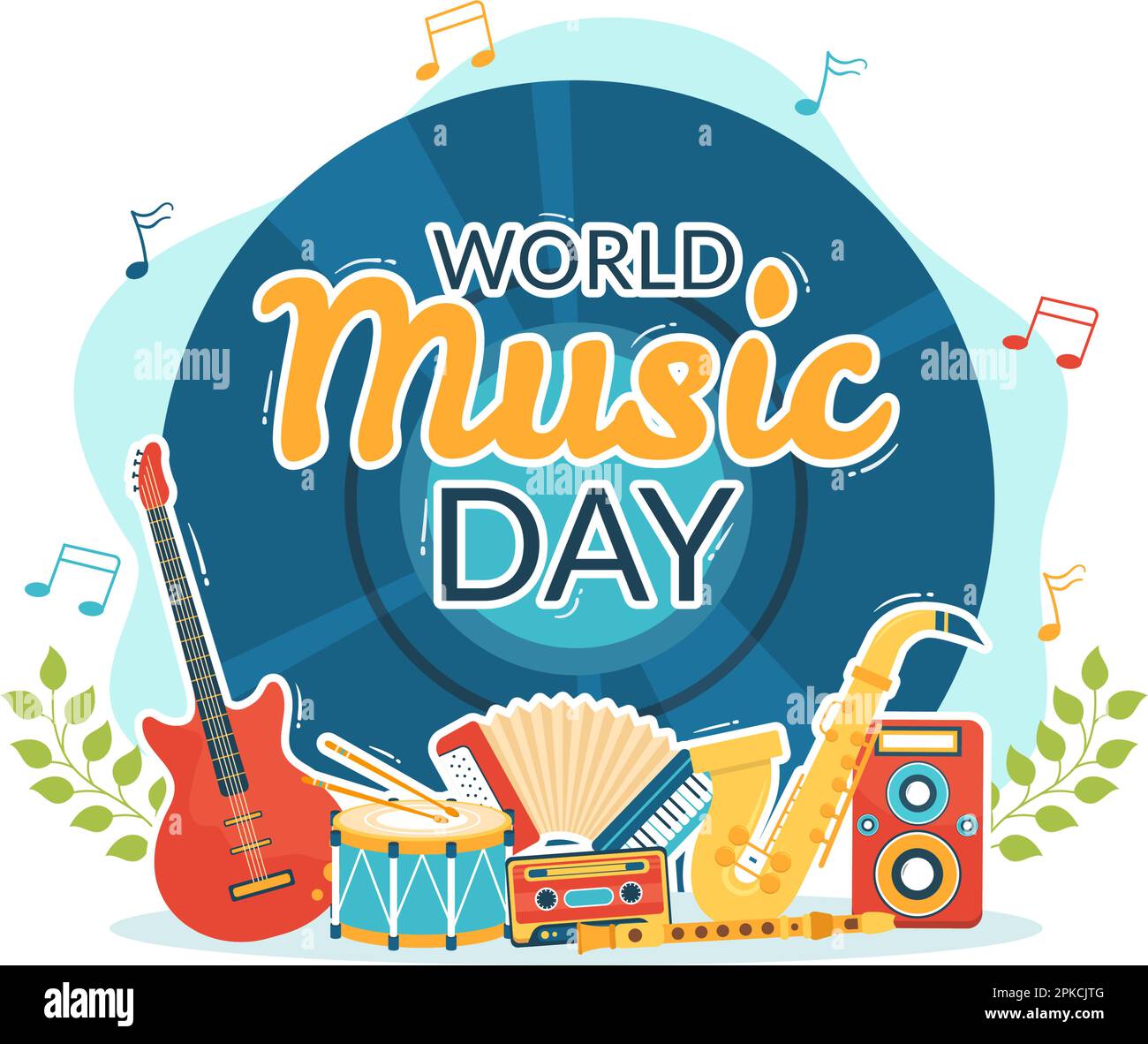 World Music Day Illustration with Various Musical Instruments and Notes ...