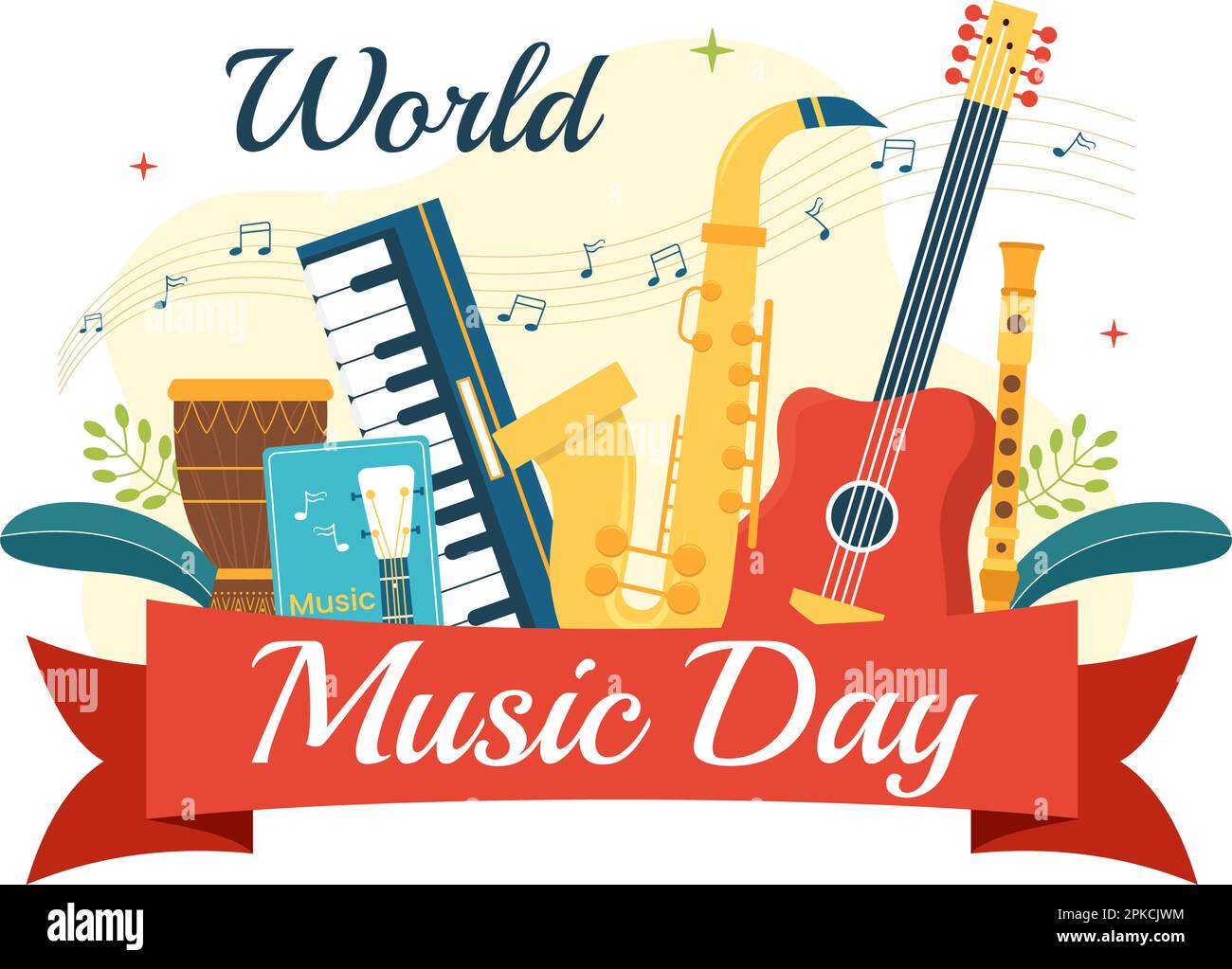 World Music Day Illustration with Various Musical Instruments and Notes ...