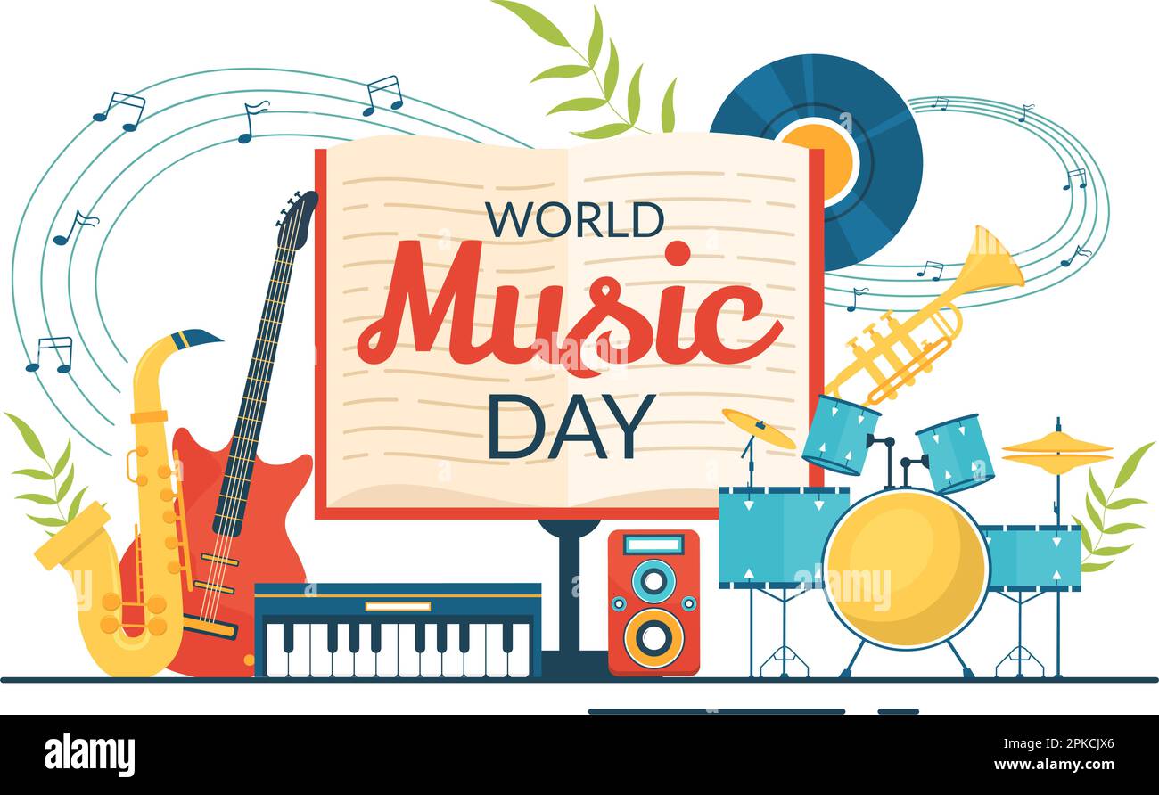 World Music Day Illustration with Various Musical Instruments and Notes ...