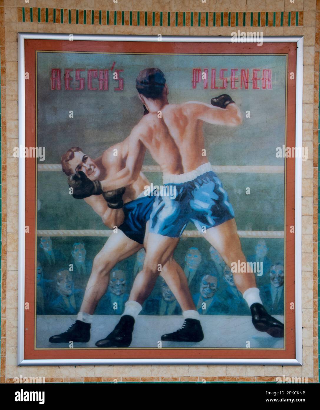 Old-fashioned brewery advertising on a pub wall, Manly, New South Wales ...
