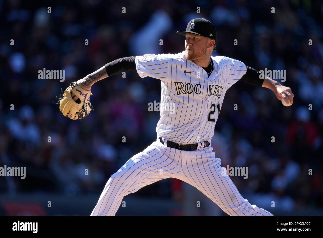 Colorado Rockies starting pitcher Kyle Freeland in the seventh inning ...