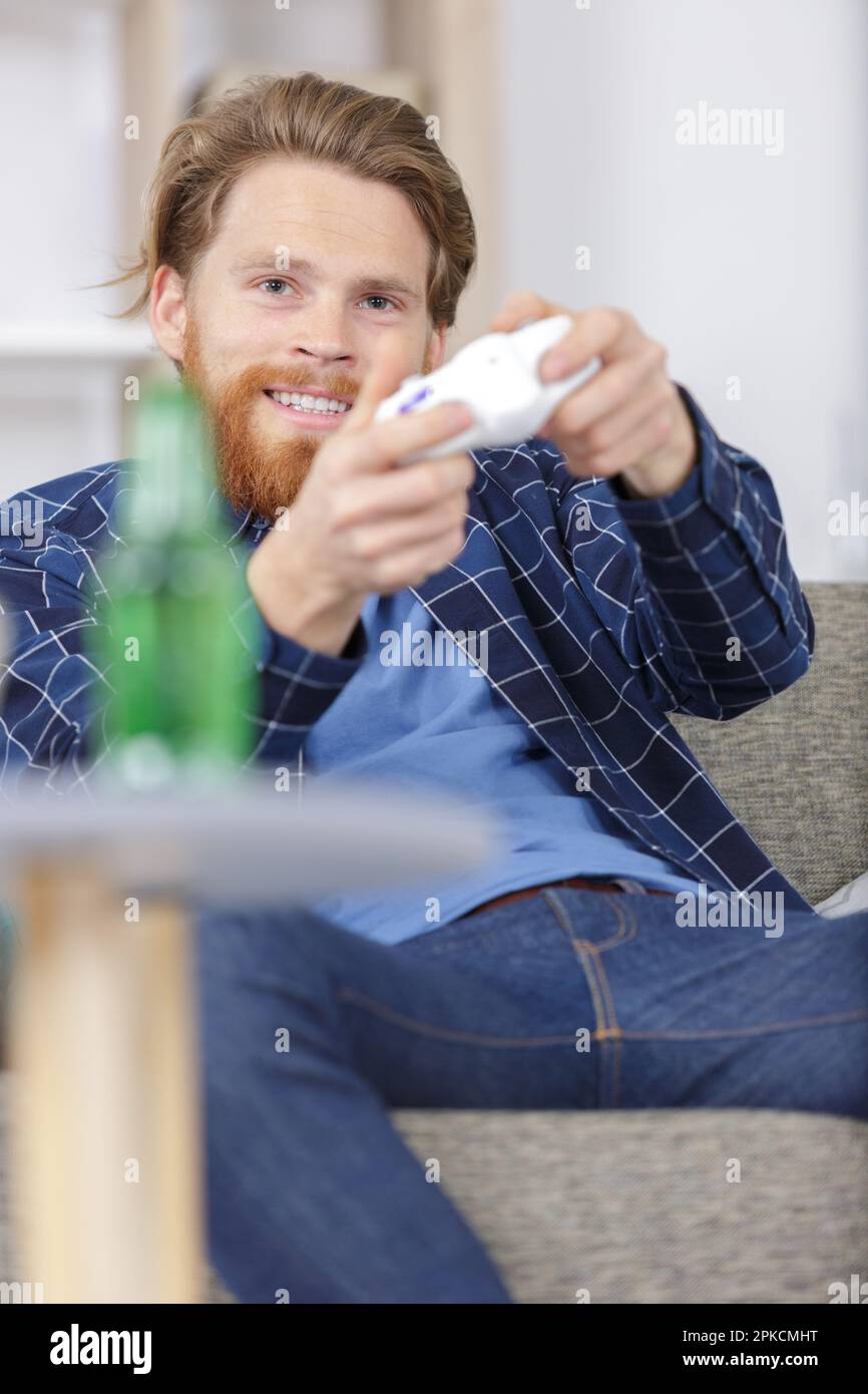 player playing console car race videogame holding gamepad Stock Photo ...