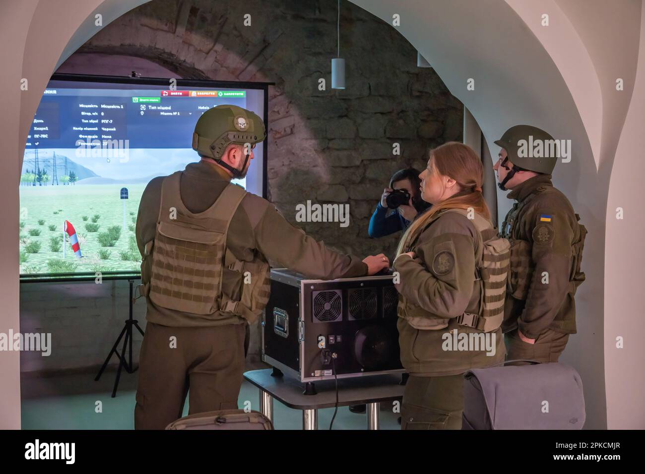 Lviv, Ukraine. 16th Feb, 2023. Military personnel stand in uniform near ...
