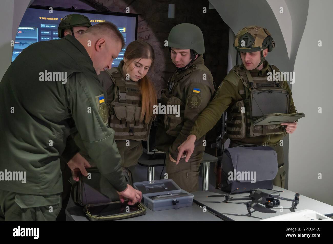 Lviv, Ukraine. 16th Feb, 2023. Military personnel stand in uniforms ...